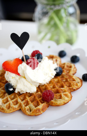 Waffle with berries Stock Photo - Alamy