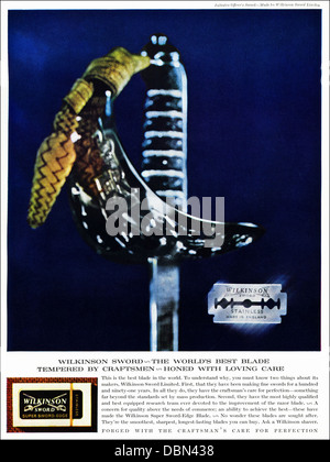 Advertisement for WILKINSON SWORD razor blades magazine advert circa ...