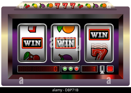 Slot Machine/One Armed Bandit with fruit an 3 signs and ‘Nudge’ ‘Hold ...