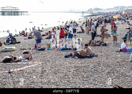 Busy beach, Brighton, England, UK Stock Photo - Alamy