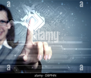 future technology. touch button inerface illustration Stock Photo - Alamy