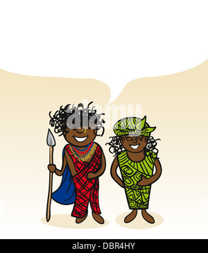 Kenyan man and woman cartoon couple with national flag background ...