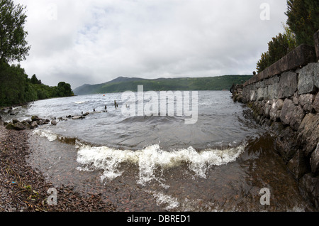 Thomas Telford pier and Loch Ness viewed from the shore at ...