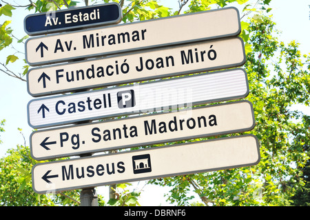 Spain, Barcelona, signpost, arrows, sign, road sign, Catalonia, icon ...