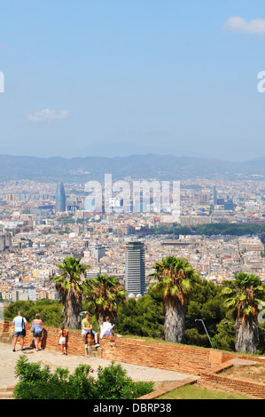 Barcelona harbour seen from Montjuic viewpoint Stock Photo - Alamy