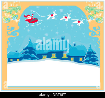 Winter landscape card with Santa Stock Photo - Alamy