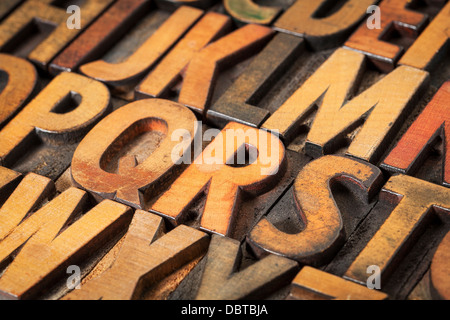 alphabet abstract in vintage letterpress wood type printing blocks ...