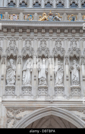 Westminster Abbey, statues on the façade, London, London region ...