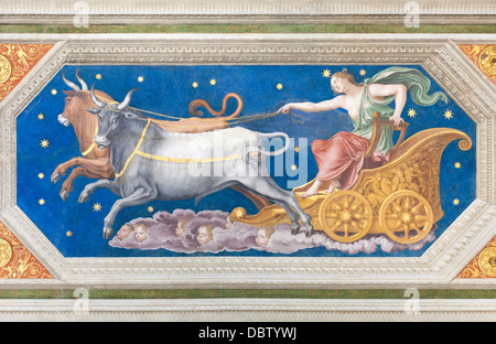Nymph Callisto on the Chariot. Fresco by Baldassarre Peruzzi at the ...
