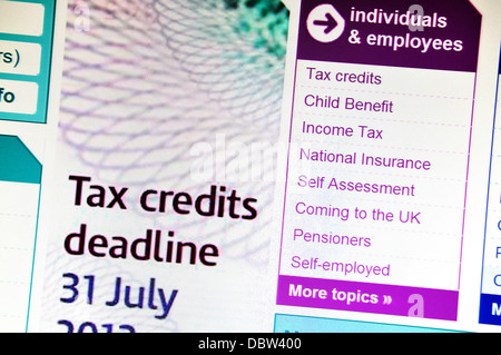 Computer screenshot - HMRC tax website - self assessment Stock Photo ...