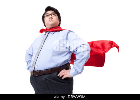 Overweight businessman playing the part of superman Stock Photo - Alamy