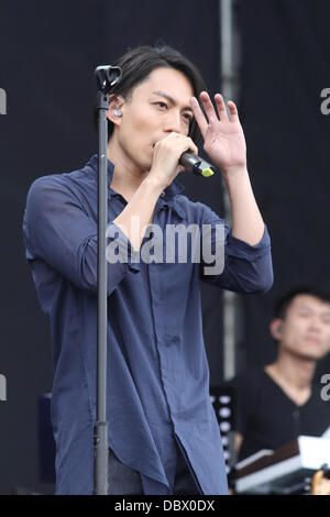 Taipei, China. 3rd Aug, 2013. Singer Yoga Lin performs at Formoz ...