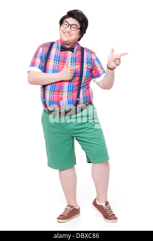 Fashionable fat man pointing Stock Photo - Alamy