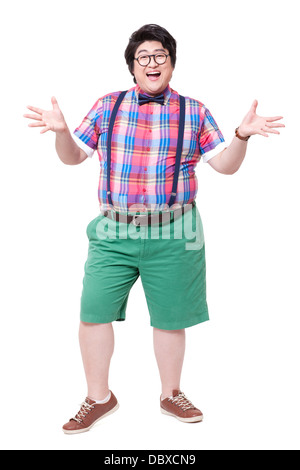 Fashionable fat man laughing with excitement Stock Photo - Alamy