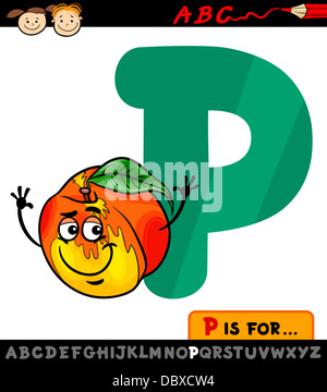 letter p with peach cartoon illustration Stock Photo - Alamy