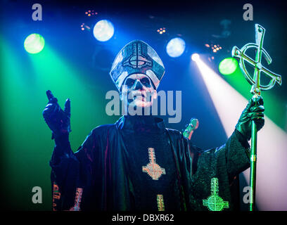 Swedish metal band Ghost performing live on stage at The Circus club ...