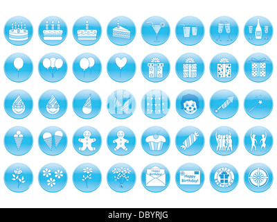 Birthday cake glossy icons, set of modern design buttons for web ...