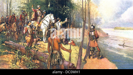 1500s SPANISH EXPLORER HERNANDO DE SOTO DISCOVERING THE MISSISSIPPI ...