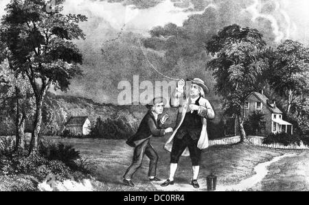 1700s 1752 BENJAMIN FRANKLIN KITE AND KEY ELECTRICITY EXPERIMENT DURING ...