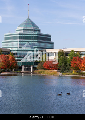 Atrium and reflecting pool at the Nortel Campus. The central atrium ...