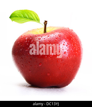 apple red color with water drops isolated on white background Stock ...