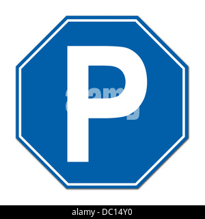 hexagon parking sign on white background Stock Photo - Alamy