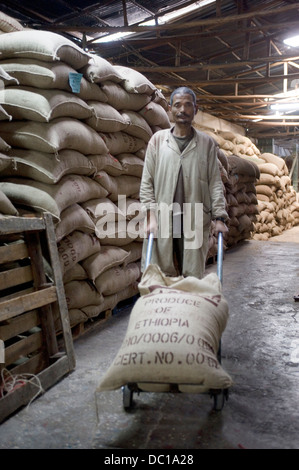 Ethiopia, Addis Ababa, Bagersh dry mill and warehouse. 12 January 2010 ...