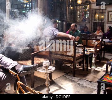 Turkish men sat smoking their Nargile Water Bubble Pipes, Corlulu Ali ...