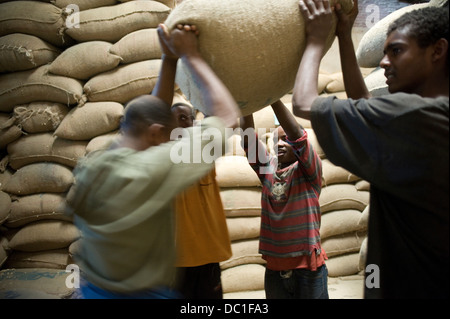 Ethiopia, Addis Ababa, Bagersh dry mill and warehouse. 12 January 2010 ...