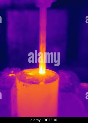 Thermal image of drilling into a component, with heating of the drill ...