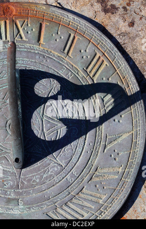 Sundial with gnomon casting shadow Stock Photo - Alamy