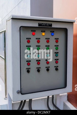 Water treatment. Control panel and water pump in the low lift pumping ...