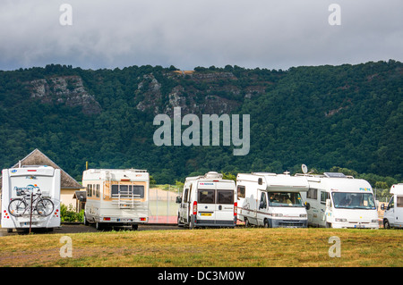 The motorhome aire-de-camping-car stopover at Clécy, Calvados, Normandy ...