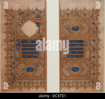 This double-page illuminated frontispiece from a manuscript attributed ...