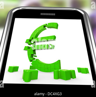 Euro Sign On Phone Shows European Currency Stock Photo - Alamy
