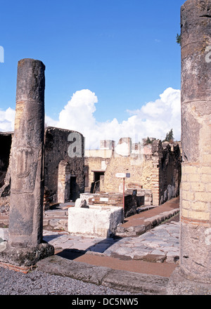 Streets of Roman city of Herculaneum near Naples in Italy with modern ...