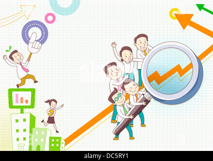 illustration of business people working hard for success Stock Photo ...