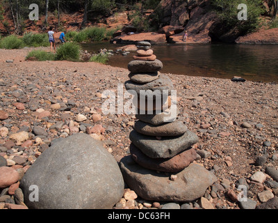 Stacks of Stones in Oak Creek at Buddha Beach near Cathedral Rock in ...