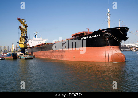 Bulk Carrier Panamax Ship In Gatun Locks, Panama Canal. Panama Stock ...