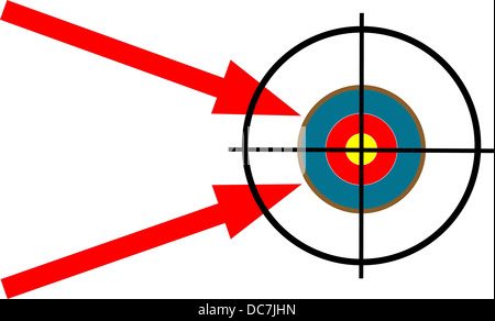 Two arrows on red target - business concept Stock Photo: 43974185 - Alamy