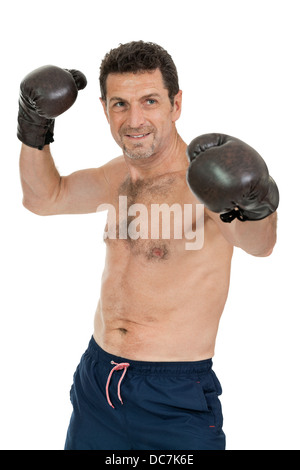 adult smiling man boxing sport gloves boxer isolated on white Stock ...