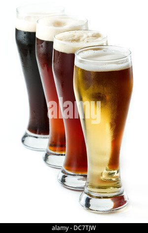 row of beers isolated on a white background from light to dark Stock ...