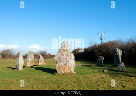 duloe stone circle near Looe cornwall Stock Photo - Alamy
