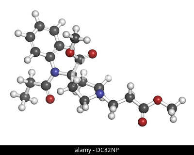 Remifentanil anaesthetic and analgesic drug, chemical structure. Atoms ...