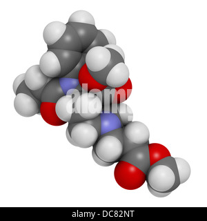 Remifentanil anaesthetic and analgesic drug, chemical structure. Atoms ...