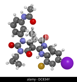 Trametinib melanoma cancer drug, chemical structure. Atoms are ...