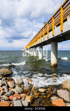 Sea surf on concrete jetty at blue hour, Beara Peninsula, Ireland Stock ...