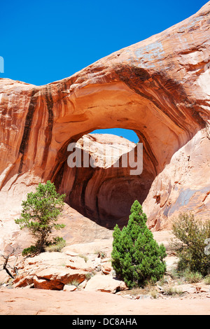 Landscape Arch, stone arch formed by erosion of the red sandstone ...