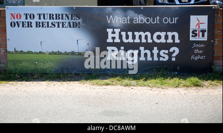 Anti wind turbine protest banner at Belstead, Suffolk, England Stock ...
