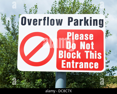 Overflow parking sign UK Stock Photo - Alamy